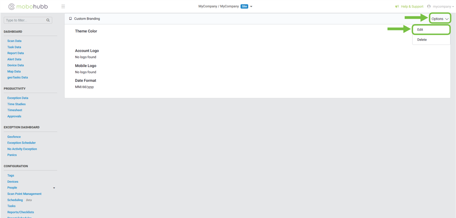 How to edit Branding – mobohubb