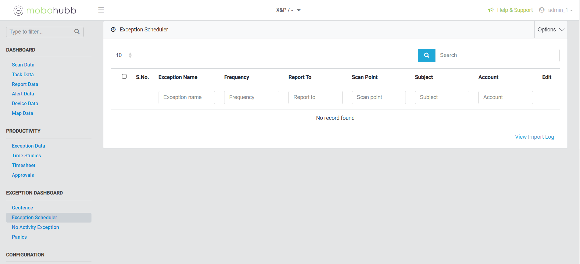 Exception Scheduler Mobohubb 