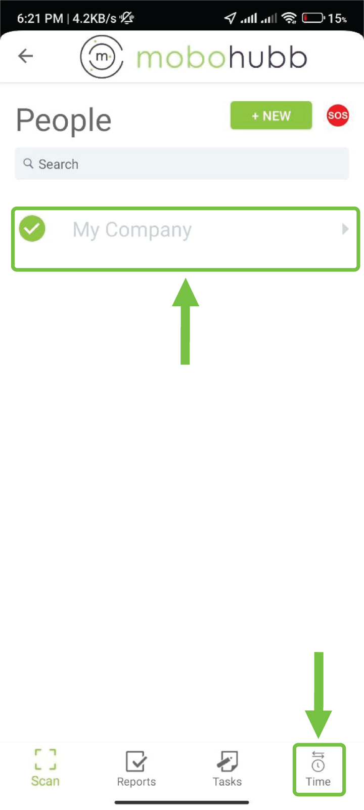 Clock in-out, break in the Mobohubb app mobile – mobohubb